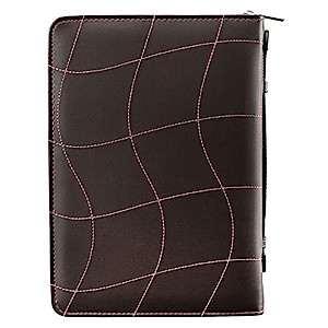 Christian Art Gifts Women's Fashion Bible Cover Love 1 Corinthians 13:4-8, Pink/Brown Faux Leather, Large