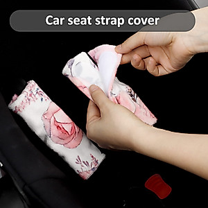 Baby Carseat Headrest, Mink Baby Head Support Girls, Floral Infant Car Seat Insert, Newborn Cushion for Strollers, Pink Flower