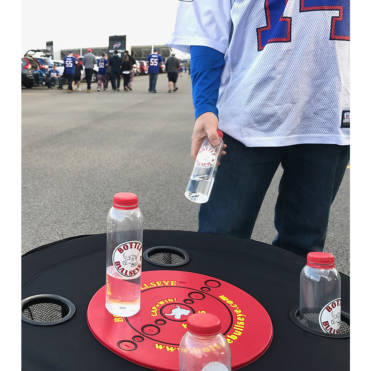 Bottle-Bullseye™ Official Travel Kit - Fun Indoor & Outdoor Game Like Darts. Play Almost Anywhere: Parties, picnics, Camping, Tailgating. Durable Weatherproof Target & Bottles are Made in The USA!!