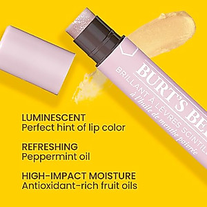 Burt's Bees Shimmer Lip Tint Set, Tinted Lip Balm Stick, Moisturizing for All Day Hydration with Natural Origin Glowy Pigmented Finish & Buildable Color, Champagne (4-Pack)