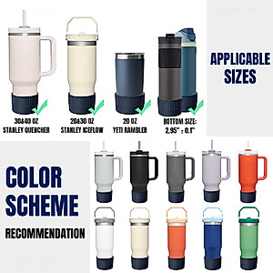 NiHome BPA-Free Silicone Tumbler Boot 2PCS, Heavy Duty Anti-Slip Cup Sleeve for Stanley Quencher H2.0 Tumblers 40 oz/30 oz, Stanley IceFlow 30 oz/20 oz, Hydroflask 12-24 oz, Deep Gray