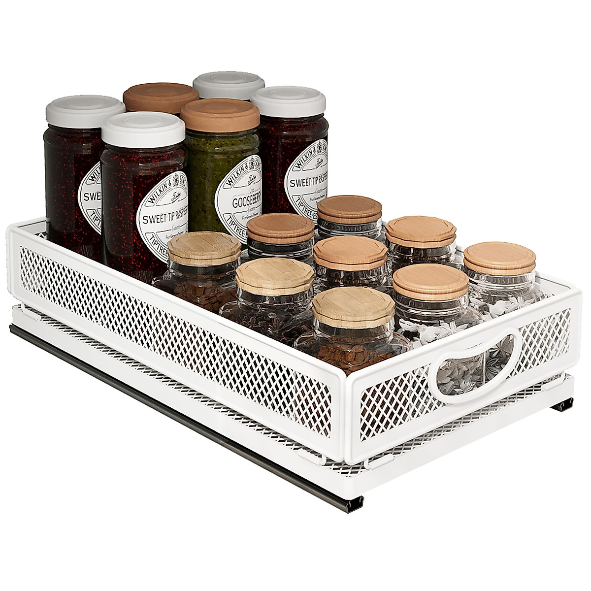 StorageWorks Pull Out Cabinet Organizer, Under Sink Organizers and Storage Rack, Slide Out Cabinet Drawers for Bathroom, Pantry, Kitchen, White