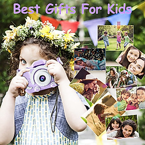 Kids Camera for Girls/Boys, 3-9 Year Old Toys for Girls/Boys, Christmas Birthday Gift for Age 6-9 Girls/Boys Kids Digital Dual Camera, Selfie Camera for Kids, 32GB Memory Card(Purple)