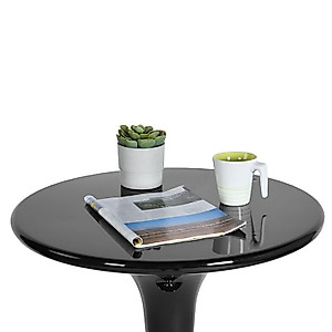 AMNOOL 24 Inch Round Bar Table High Cocktail Table Adjustable Height Margarita Cocktail Glass Shape with Round Metal Base for Living Room, Bar, Cafe (Black)