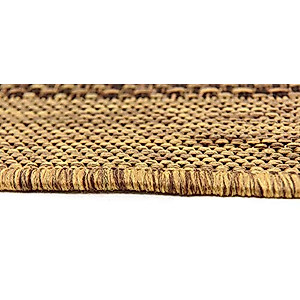 Unique Loom Outdoor Border Collection Area Rug - Multi Border (9' x 12' Rectangle, Light Brown/ Brown)