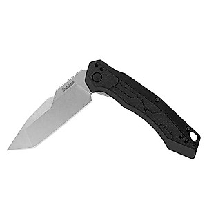 Kershaw Analyst Folding Pocket Knife, 3.25" 8Cr13MoV Tanto Stonewashed Blade, Liner Lock, Pocketclip, EDC