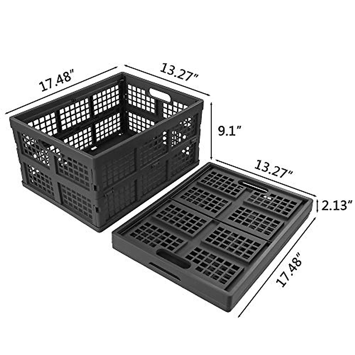 Ramddy 34 Quart Collapsible Crate, Plastic Storage Bins Basket, 3 Packs