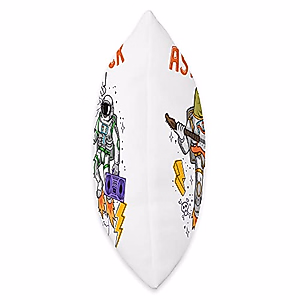 Rock and Roll Astronaut and Dino Play Kids Who Love Rock Throw Pillow, 16x16, Multicolor