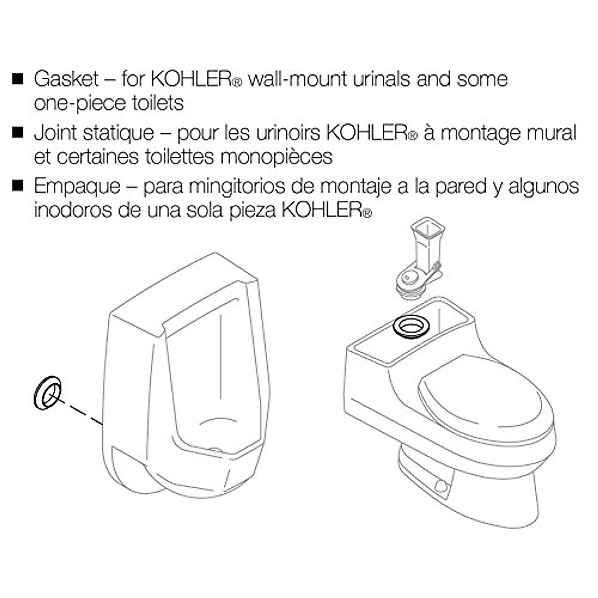 KOHLER GP53410 Part Urinal Gasket, 1 Count (Pack of 1), Unfinished