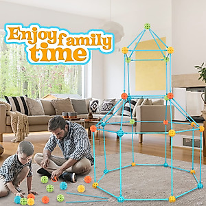 Kids Fort Building Kit,135Pcs Construction Toys for 3-12 Years Old Boys and Girls Indoor&Outdoor Toys Gift DIY Castles Tunnels Play Tent Rocket Tower