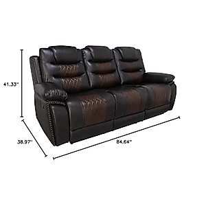 New Classic Furniture Nikko Faux Leather Manual Sofa with Dual Recliner, Brown
