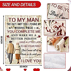 to My Man Gift for Him Blanket Valentine Gift Anniversary Birthday Gifts for Boyfriend Present Ultra Soft Fleece for Groom Engagement Wedding Father