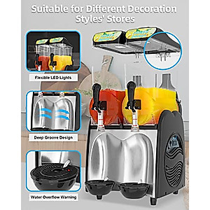 GSEICE Commercial Slushy Machine, 3.2 Gals X 2 Tanks Margarita Machine 110V Slushy Maker Machine for Slush, Frozen Margarita, Frozen Drink Machine for Restaurants Bars Pool Parties