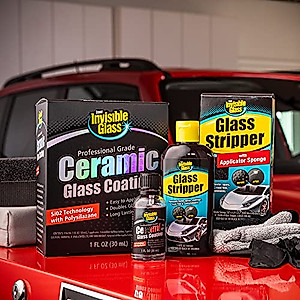Invisible Glass 99017 Pro Glass Care 5-Piece Kit Includes Glass Stripper to Polish and Restore Automotive Glass, Premium Glass Cleaner, Ceramic Glass Cleaner and Two Microfibers