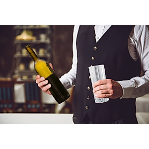 PARTY BARGAINS 8 Crystal-Like Highball Glasses (14oz) - Disposable Shatterproof Elegant Design Glass Sets for Drinking, For Pool Parties, Outdoors Receptions, Weddings