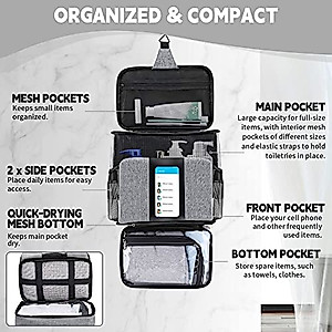 Funambulist Large-Capacity Shower Caddy Portable Dorm Room Essentials for College Students Girls/Guys (Grey)