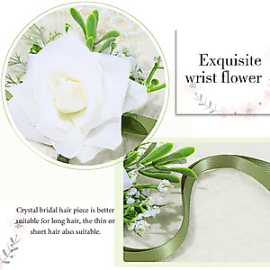 Latious White Wrist Corsage Prom Wedding Corsages Bridesmaids Hand Floral Decor for Women