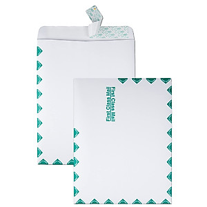 Quality Park 10 x 13 First Class Catalog Envelopes, First Class Border, Redi-Strip Self-Sealing Closure, 28 lb White Wove, 100 per Box (QUA44786)