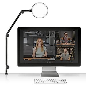Lume Cube Edge LED Desk Light | Remote Work Swing Arm Desk Lamp with Clamp | Video Conferencing lighting, Zoom Webcam, Task Light, Drafting Light, Table Lamp | Adjustable Brightness, Color Temperature