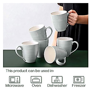 DOWAN Coffee Mugs, Coffee Mugs Set of 6, 17 Oz Ceramic Coffee Cups with Handle, Hot Cocoa Mugs, Mug Sets, Large Coffee Mug for Coffee Tea, Party, Gray