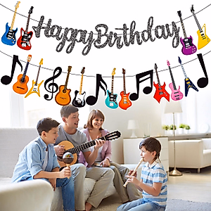 Guitar Birthday Party Banner Music Note Guitar Party Banners Guitar Birthday Party Decorations 2Pcs Guitar Cutout Banners for Rock Guitar Baby Shower Supplies