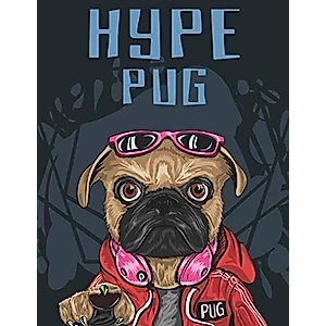 Hype Pug: Cornell Notes Notebook, Motivational Word Art Cover, Size 8.5" x 11", 120 Pages, Soft Matte Cover
