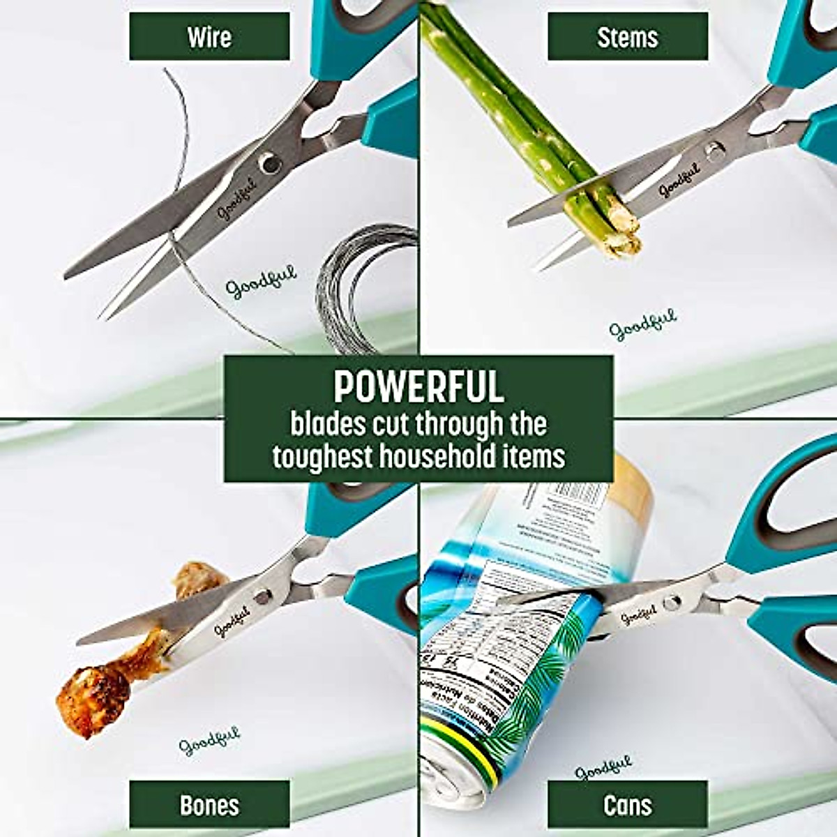 Goodful All Purpose Kitchen Shears, Heavy Duty Stainless Steel Scissors, Comfort Grip, Micro-Serrated