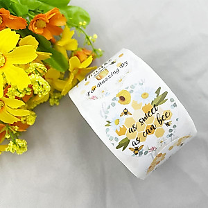 Bee Thank You Stickers, 500 Pieces Bumble Bee Stickers Birthday Party Stickers Baby Shower Favors for Jars Bottle Round Bee Honey Sticker Baby Bee Theme Party Thanks Labels Decorations