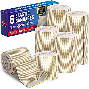 Premium Elastic Bandage Wrap with Self-Closures – 6pk(2x2”, 2x3", 2x4") – Compression Bandage Wrap