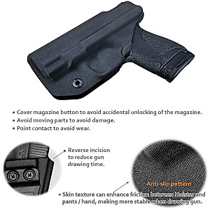 POLE.CRAFT M&P Shield 9mm Holster IWB Kydex for Smith & Wesson M&P Shield 9mm .40 3.1" Barrel S&W Pistol Case, Inside Waistband Holster M&P Shield 9mm 40, Right Hand Draw