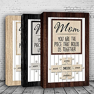 Personalized Mom You Are The Piece That Holds Us Together Puzzle Sign Canvas, Personalized Mother's Day Gifts, Mom Puzzle Piece Sign, Mother Daughter Gifts, Custom Wall Art Print Decoration Name