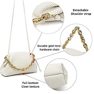 KingTo Shoulder Clutch Purse Handbag for Women Designer Small Dumpling Chain Pouch Bag Soft Ruched Crossbody Bag