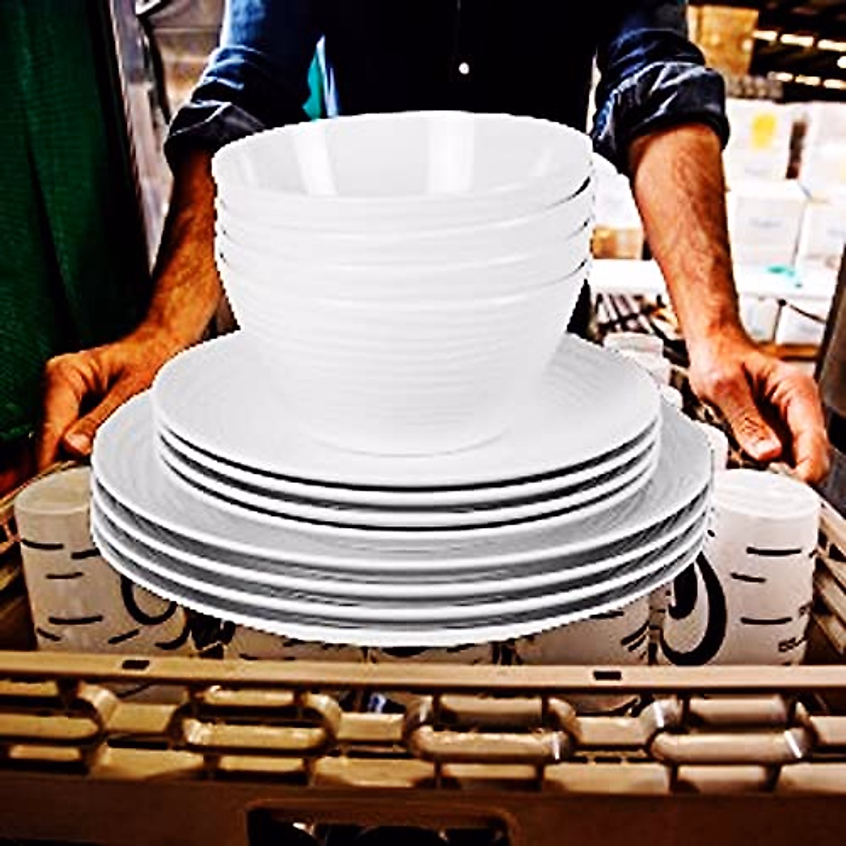 Parhoma White Melamine Plastic Home Dinnerware Set, 12-Piece Service for 4