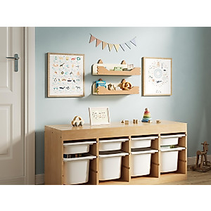 TomVista Nursery Floating Shelves, 16.5 Inches Cute Decorative Shelf for Bedroom, Kids' Room, Wall Mounted Wood Bookshelf Organizer for Wall Storage, White/Sandy Beige, Set of 3