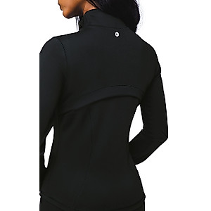 90 Degree By Reflex Womens Full Zip High-Low Running Track Jacket - Black Interlink - Large
