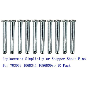 Replacement Simplicity or Snapper Shear Pins for 703063, 1668344, 1686806yp 10 Pack