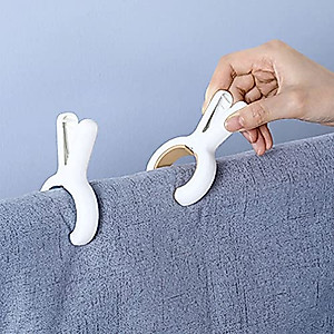 VICASKY Outdoor Towel Rack 12pcs Beach Towel Clips Quilt Drying Clothespins Windproof Clothes Clamps Plastic Laundry Clips Pipe Fixing Clamps for Clothes Quilt Pool Chairs Blue Chip Clip