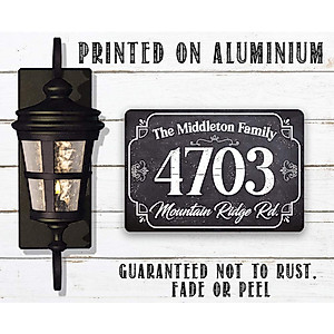 Personalized House Number Sign - Rectangular House Number for Outside, Custom Address Numbers Street Name Yard Plaque Sign, Great Housewarming Gift, Chalkboard Look, Metal Outdoor Signage