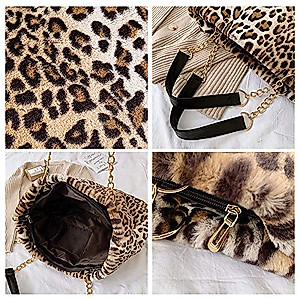 Aisa Choice Women's Faux Fur Tote Purse Furry Leopard Large Capacity Shoulder Bag Satchel Handbag …