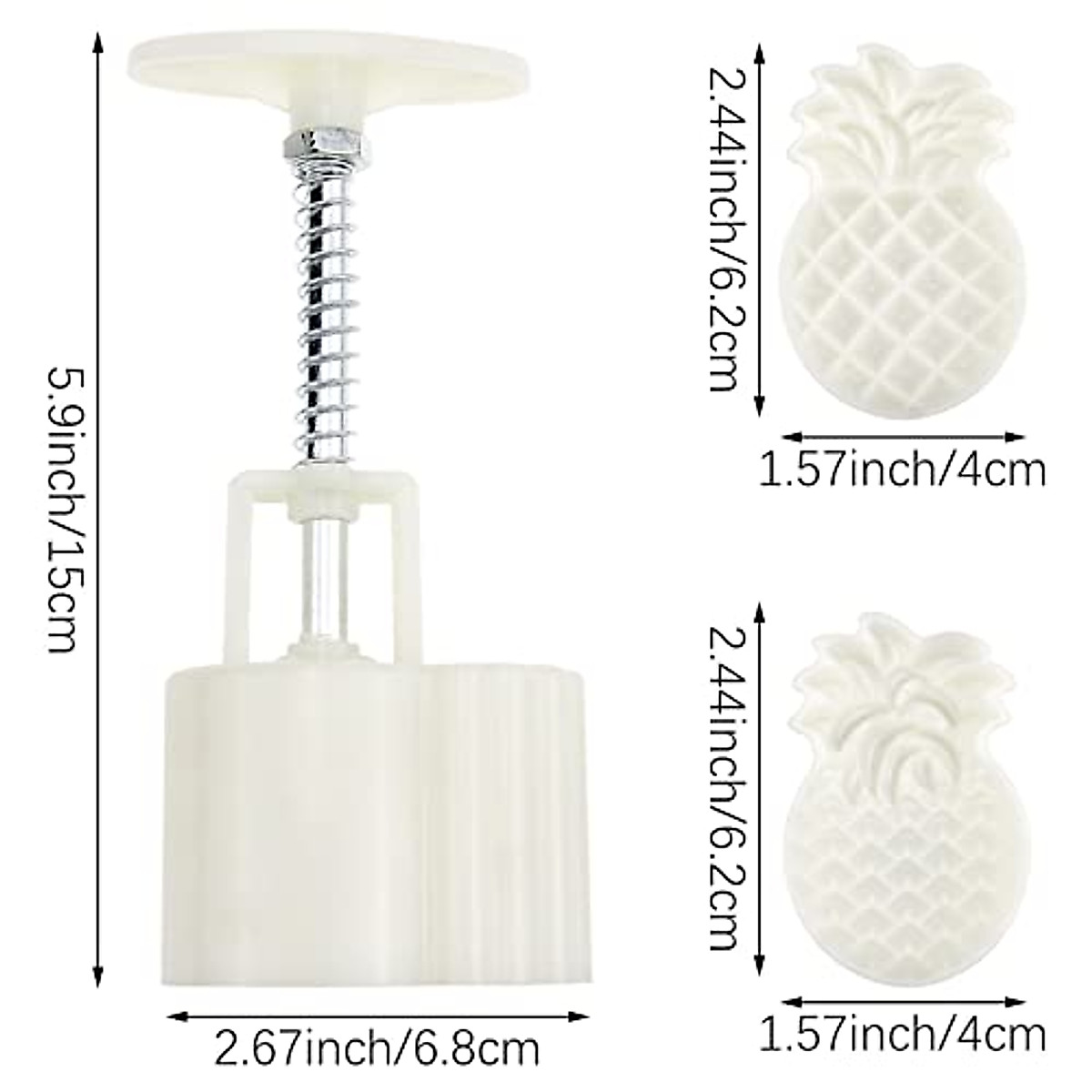 2 Set Pineapple Plastic Mooncake Mold Pineapple Lotus Stamp Hand Press Moon Cake Mould Pineapple Mooncake Cookie Cutter Bakeware Tools