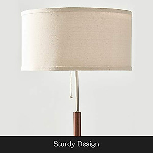 Brightech Carter LED Floor Lamp, Drum Shade Tall Lamp with Walnut Wood Finish, Great Living Room Décor, Mid-Century Lamp for Living Rooms & Offices, Mid Century Modern Lamp for Bedroom