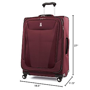 Travelpro Maxlite 5 Softside Expandable Checked Luggage with 4 Spinner Wheels, Lightweight Suitcase, Men and Women, Burgundy, Checked Medium 25-Inch
