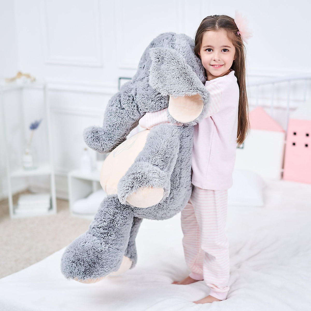 IKASA Giant Elephant Stuffed Animal Plush Toys Soft Gifts (Gray, 39 inches)