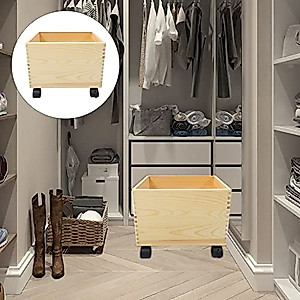 Cabilock Dirty Clothes Basket Wood Crate with Wheels Toy Storage: Wooden Case Decorative for Storage Organization Display Container Toy Storage Baskets