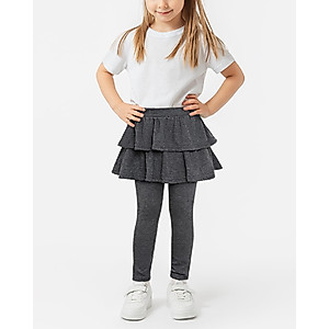 Auranso Girls Leggings with Skirt Kids Clothes Ruffle Tutu Pants Dark Grey 7-8 Years