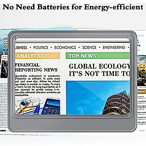 NZQXJXZ Large 5X Full Book Page Magnifying Glass for Reading Viewing Area Magnifier Lightweight Handheld Magnifier for Small Prints Seniors and Low Eyesight Person Gray