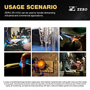 Zero ZR-H102 Trigger Start Propane Torch Head High Intensity Adjustable Flame Anti Scald Design Portable Nozzle,Compatible With Mapp,Propane,Map Pro Fuel