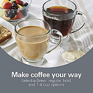 Hamilton Beach 12 Cup Programmable Front-Fill Drip Coffee Maker with Glass Carafe, Auto Shutoff, 3 Brew Options, Black with Stainless & Chrome Accents (46321)