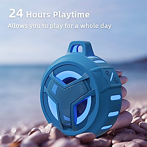EBODA Shower Bluetooth Waterproof Speaker, IPX7 Floating Portable Wireless Small Speakers with Light, 24H Playtime for Beach, Pool, Kayak Accessories, Gifts for Men and women -Coral Blue