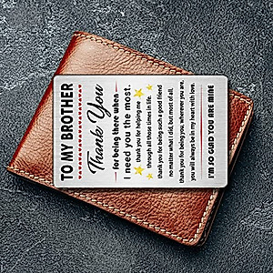 Meaningful Brother Wallet Insert Card, to My Brother Thank You Colorful Metal Wallet Card Love Note Message Gift for Birthday Graduation